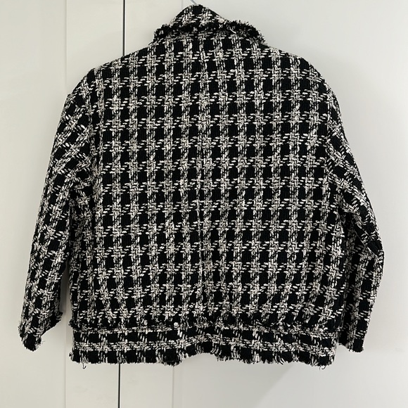 H&M | Jackets & Coats | Nwt Hm 34 Sleeve Black And White Tweed Jacket ...